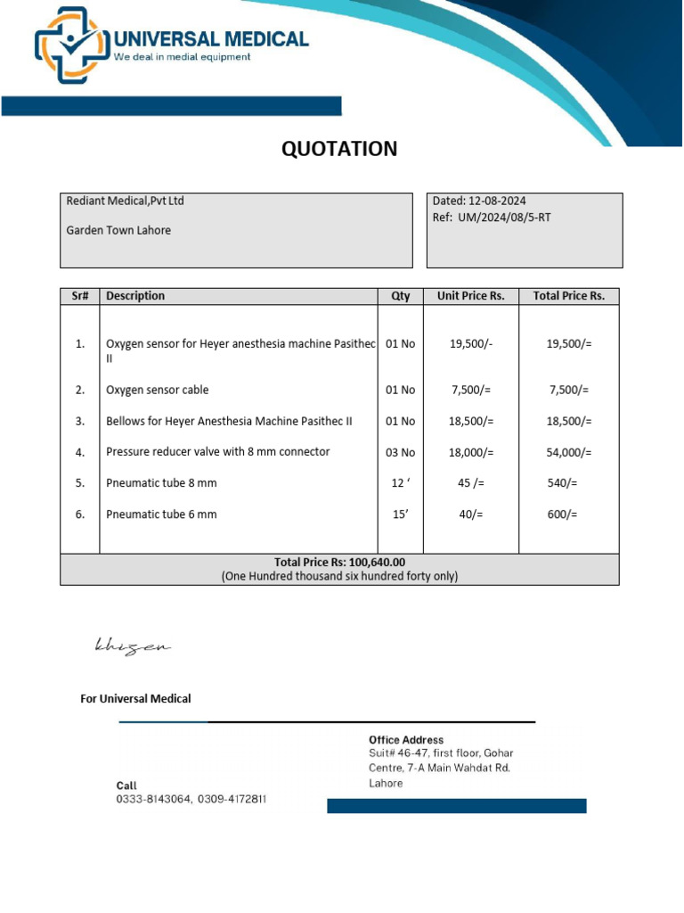 Heyer Spare Parts Quotation | PDF