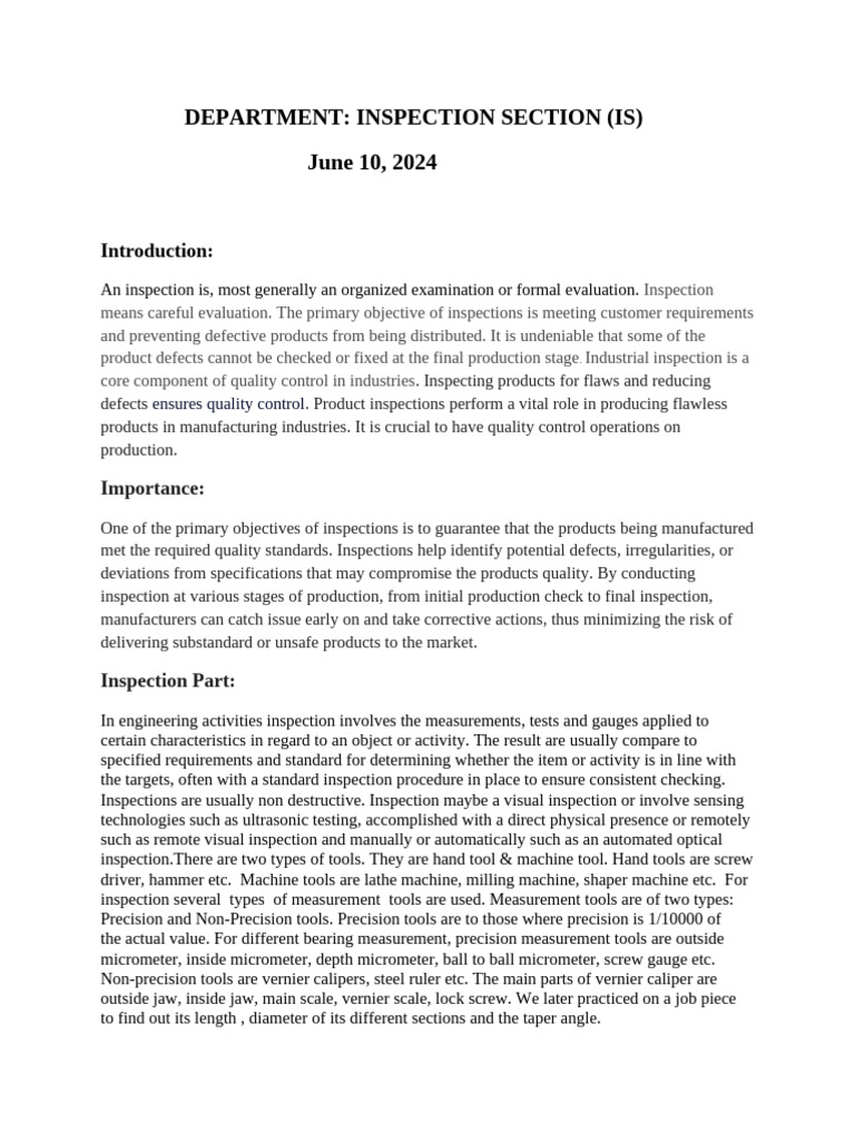 Inspection Section | PDF