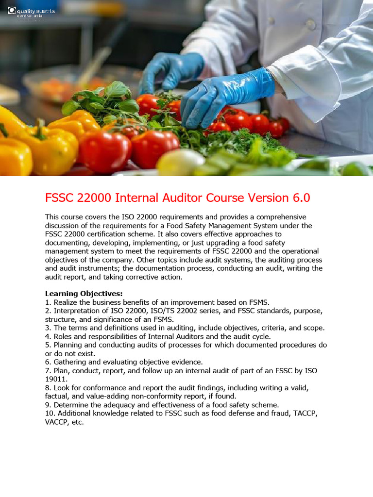 FSSC 22000 Internal Auditor Course - Quality Austria Central Asia | PDF ...