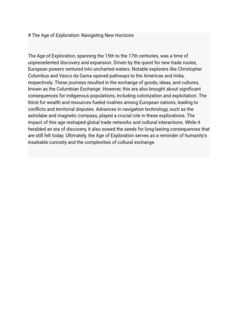 # The Age of Exploration_ Navigating New Horizons | PDF