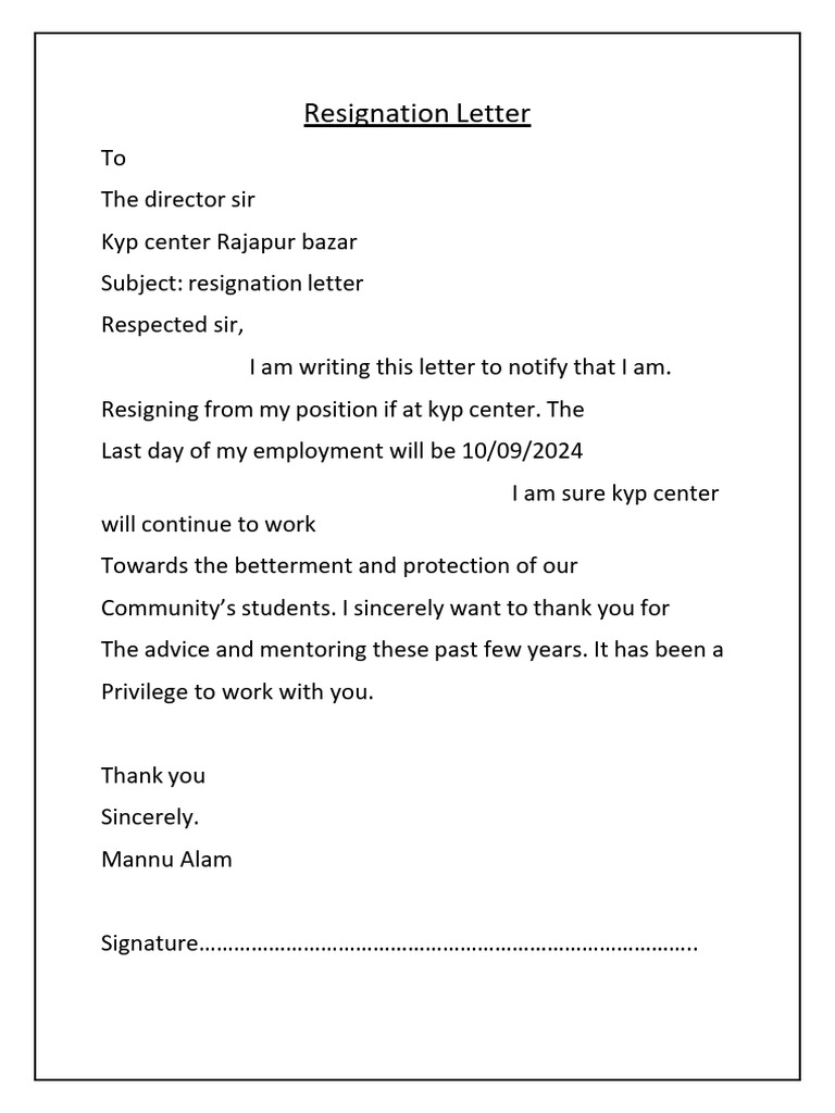 Resignation Letter Mannu (1) | PDF