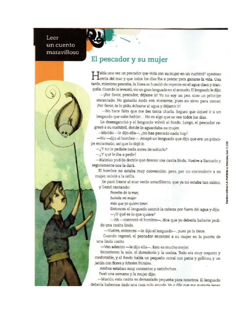 Actividad El Pescador y Su Mujer | PDF
