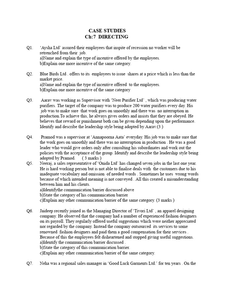 CH 7directing - Case Studies | PDF