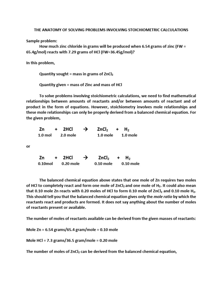 The Anatomy Of Solving Problems Involving Stoichiometric Calculations Pdf