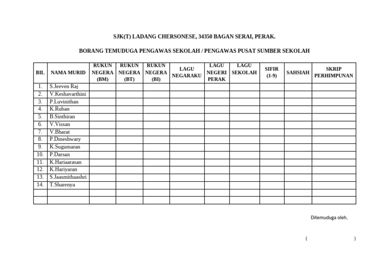 Borang Temuduga | PDF