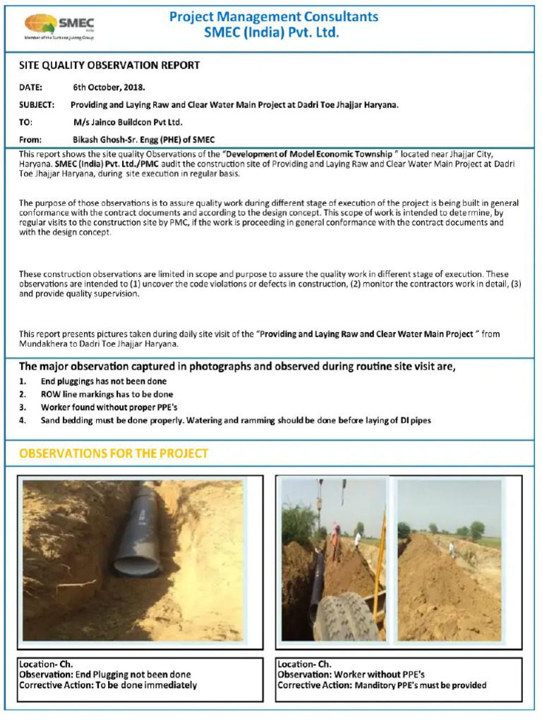 Site Quality Observation Report | PDF