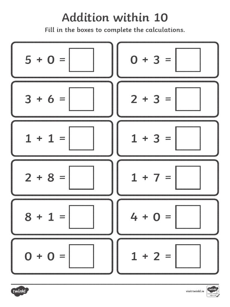 Addition Within 10 Worksheet | PDF