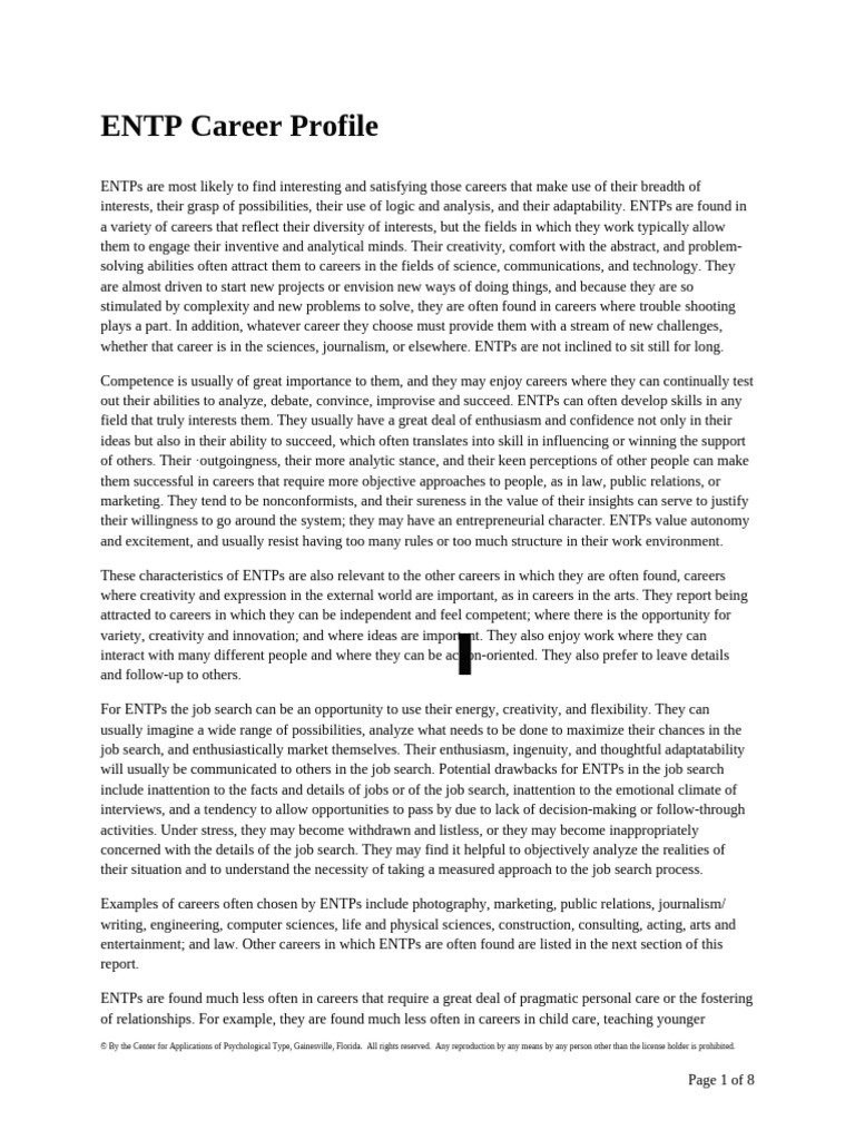 ENTP Career Profile 2 | PDF