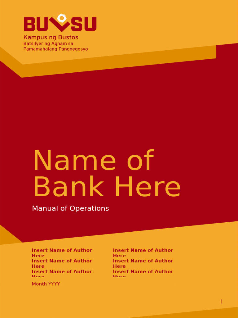 Bank Operations Manual Banking and Financial Institutions | PDF