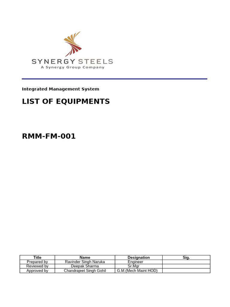 List of Equipments | PDF