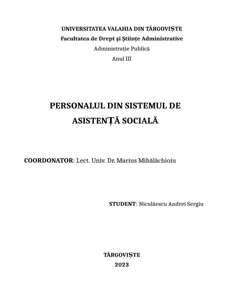 Personalul Din Sistemul de Asistență Socială | PDF