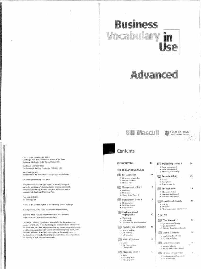 Business Vocabulary in Use Advanced | PDF