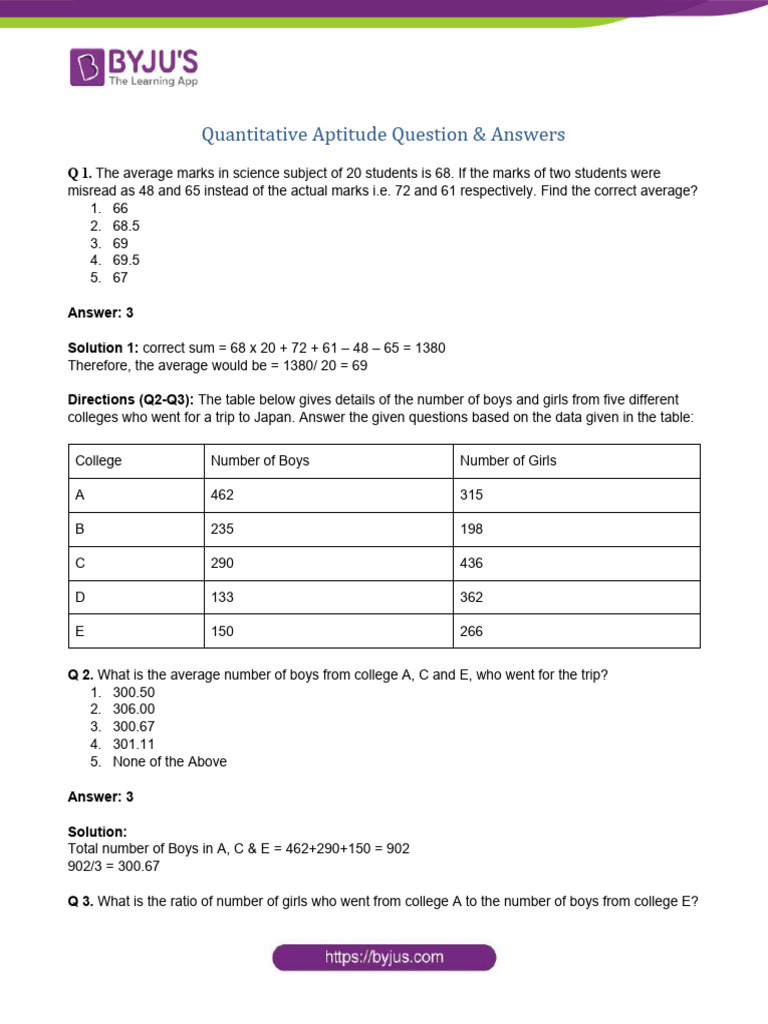 Quantitative Aptitude Questions | PDF