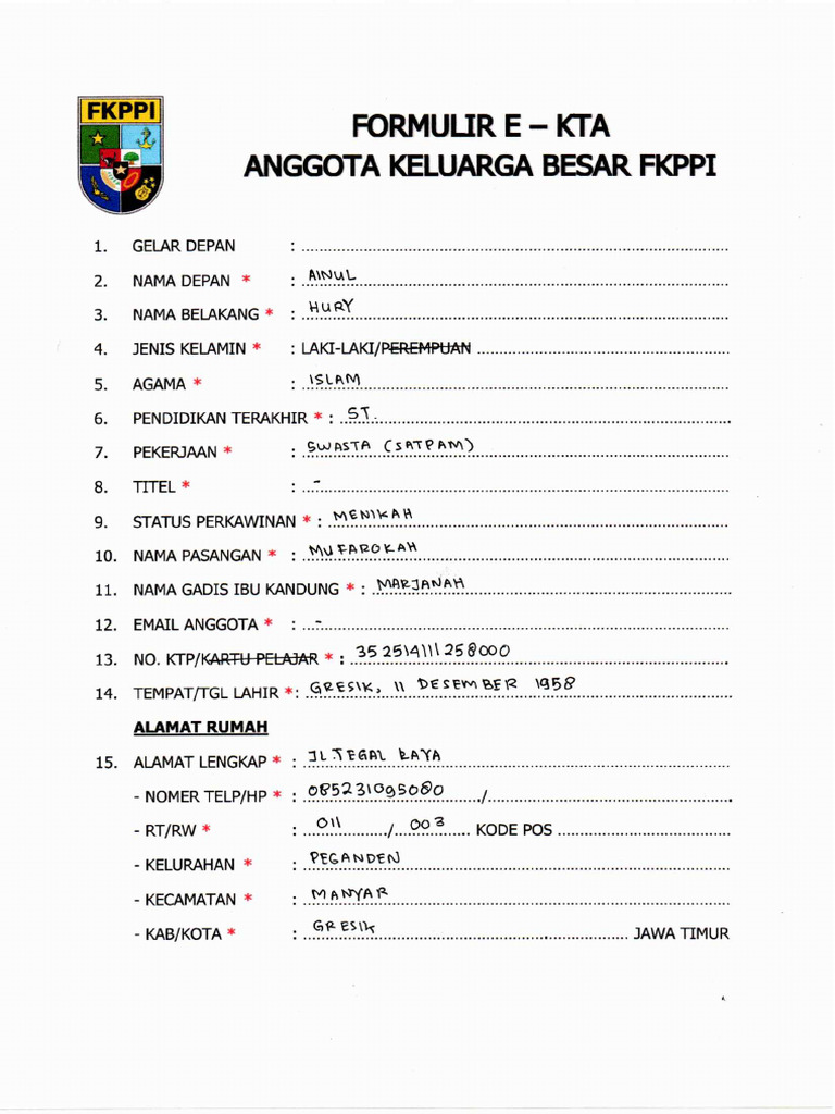 FORMULIR E-KTA | PDF