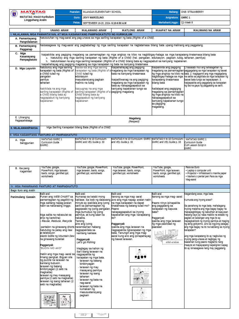 WEEK 8 GMRC DAY 1 TO 5 | PDF