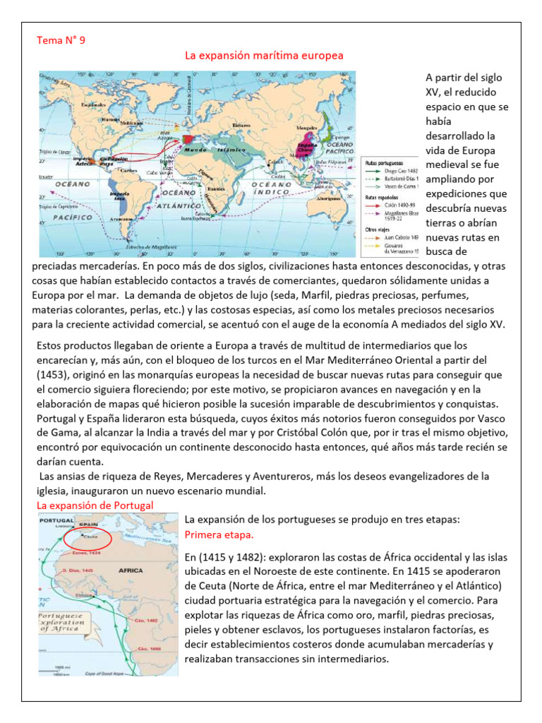 TEMA 9 EXPANSION MARÍTIMA EUROPEA | PDF