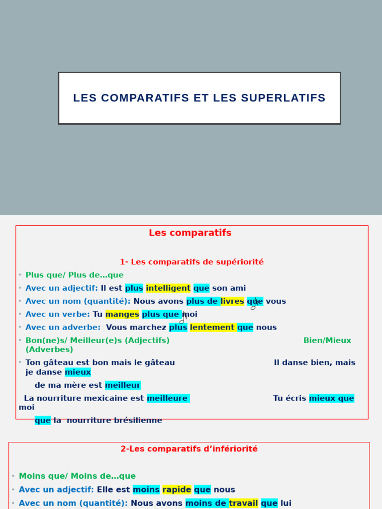 Les Comparatifs Et Superlatifs | PDF