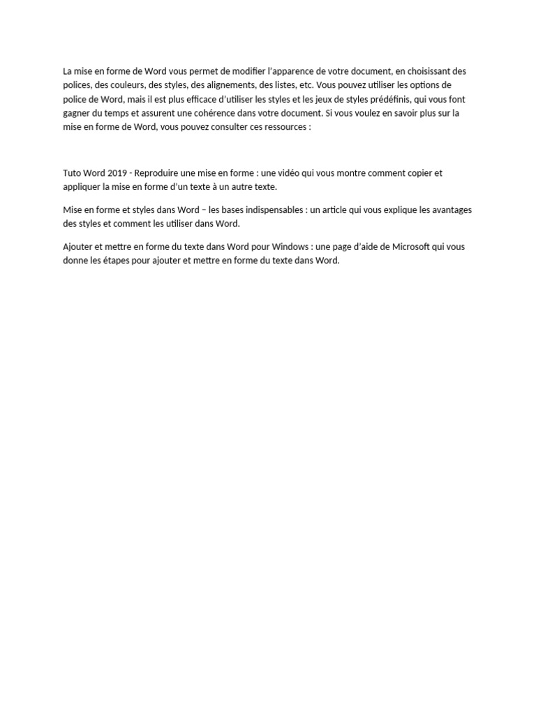Mise en Forme de Word | PDF