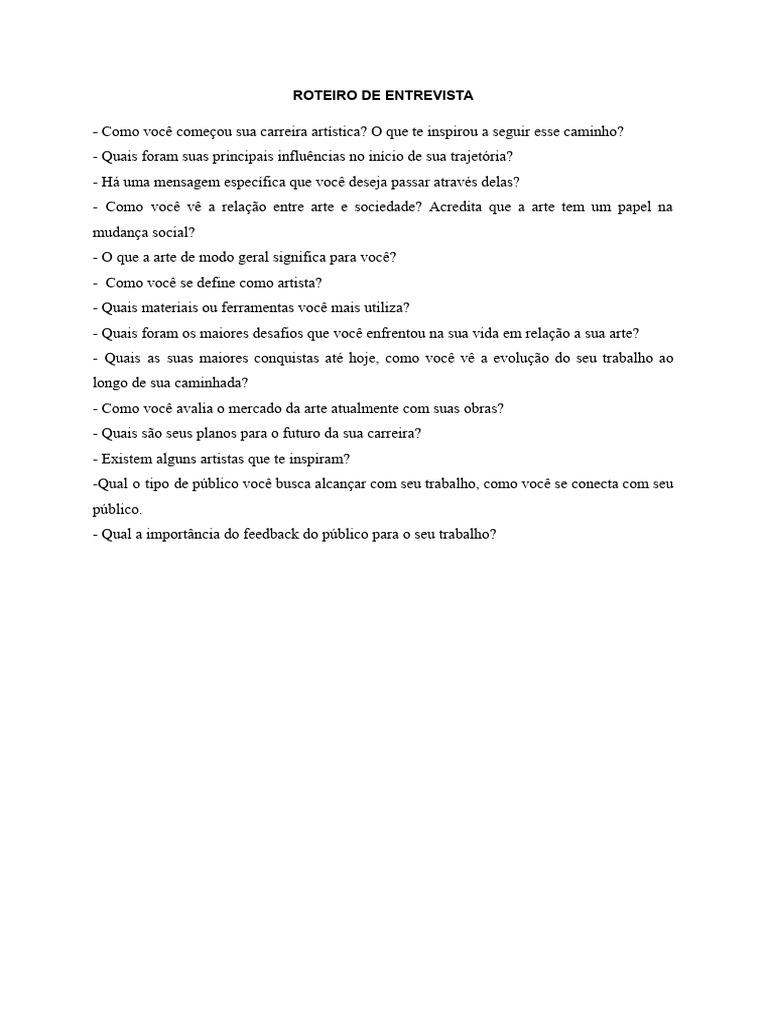 Roteiro de Entrevista | PDF