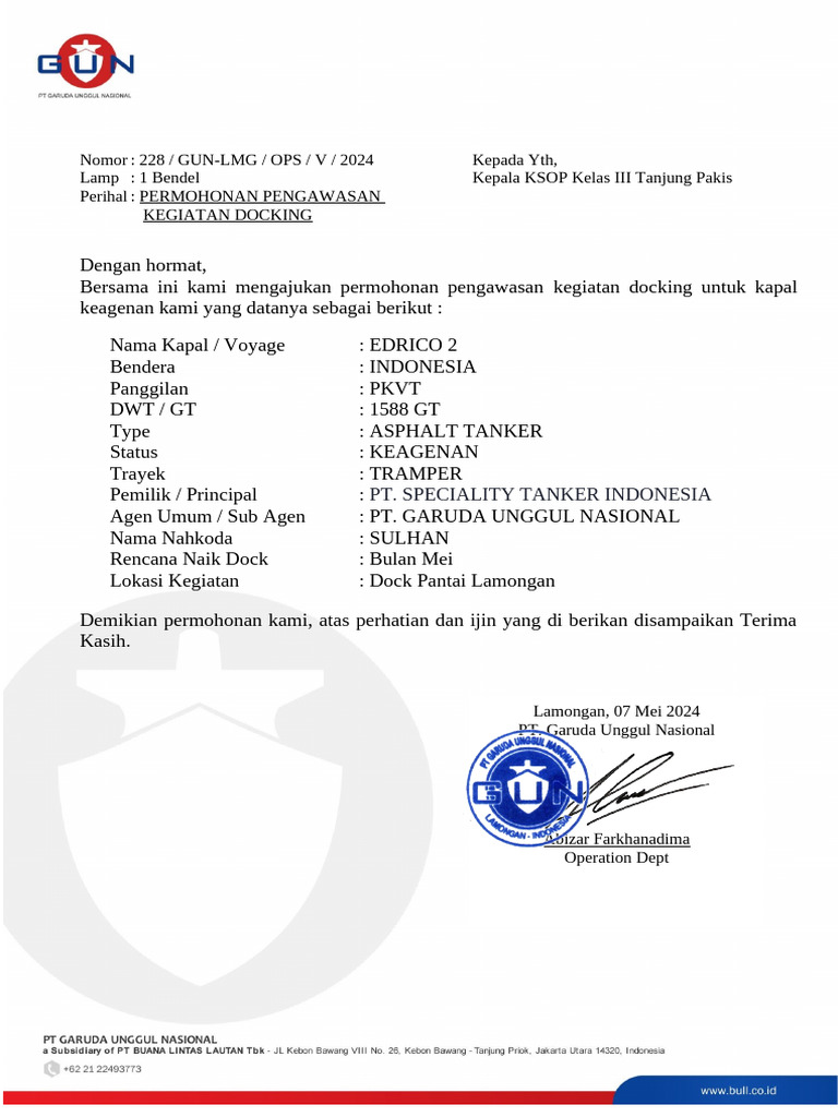 Permohonan Docking - Padma Sari | PDF