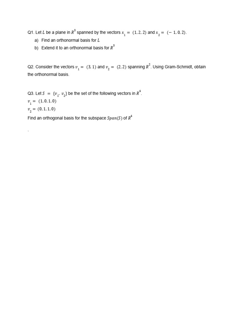 Gram Schmidt and Orthonormal Basis | PDF