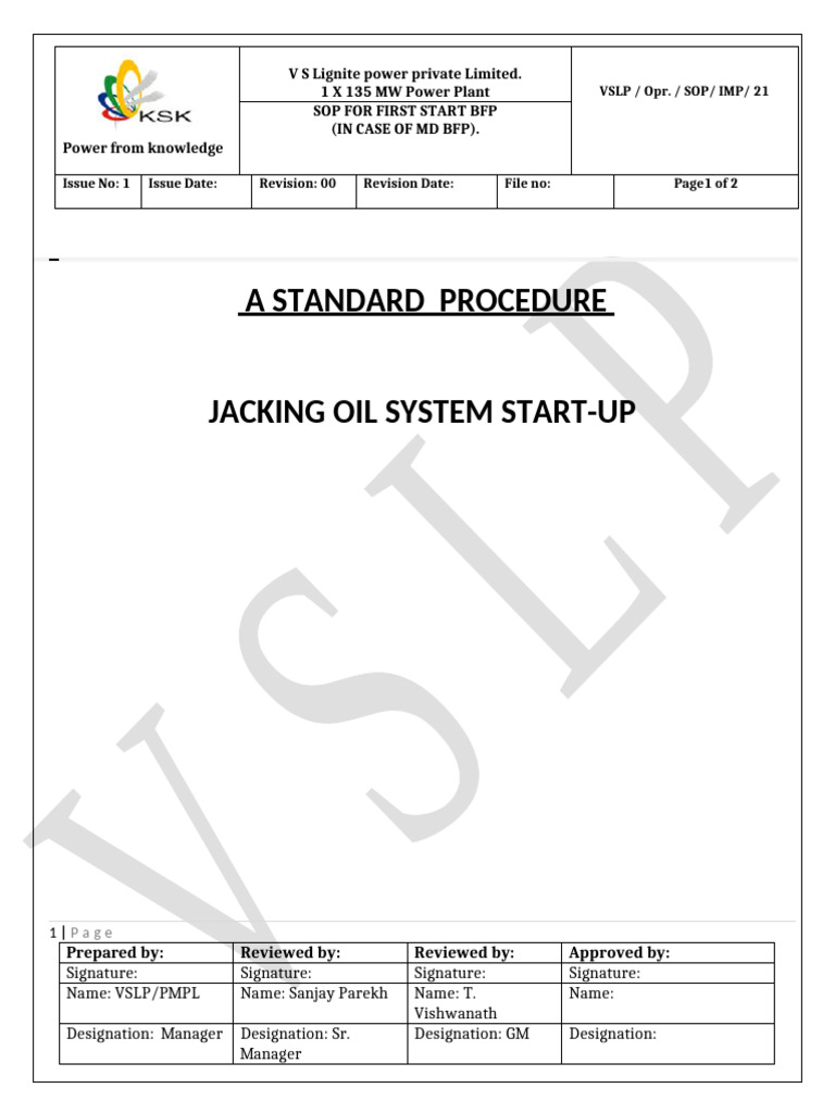 Jacking Oil System Line Up New | PDF