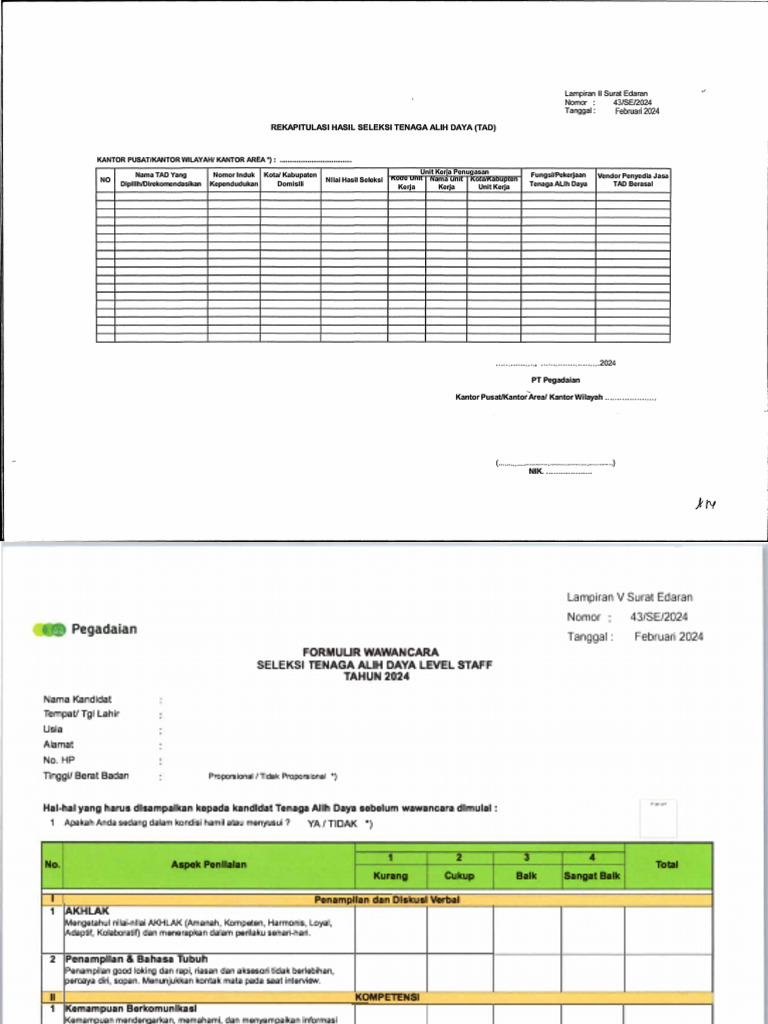 Form Dan Rekap Tad Staff | PDF