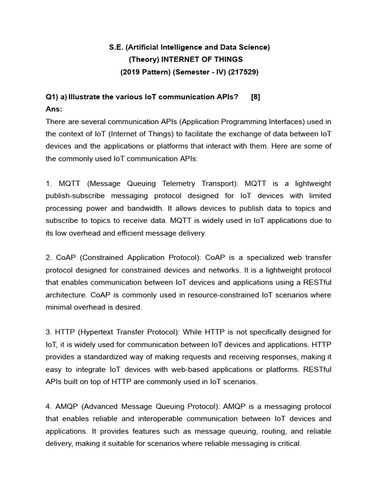 Iot Solved Q.paper by @SD | PDF | Wireless Sensor Network | Internet Of ...
