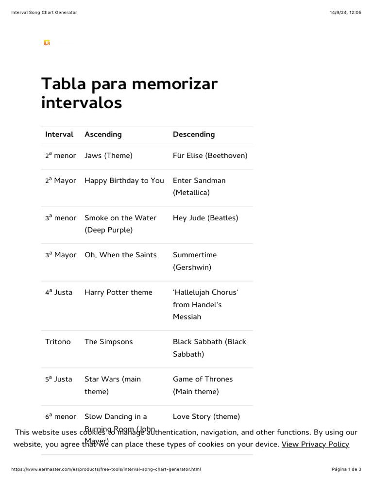 Interval Song Chart Generator Pelayo | PDF