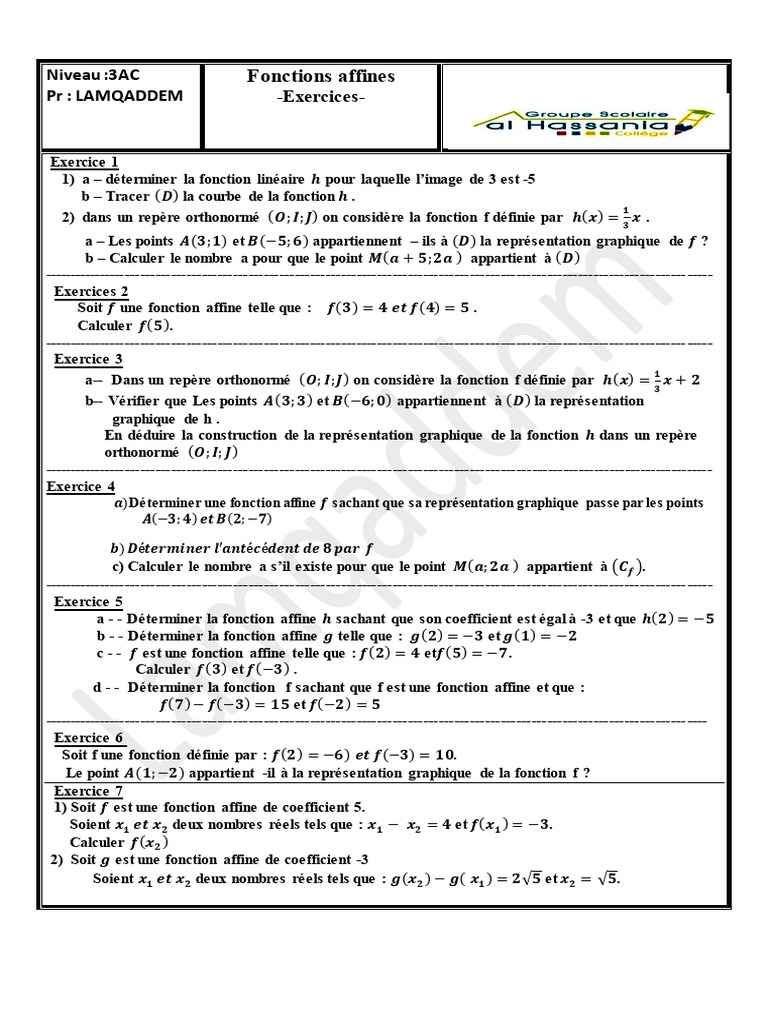 Fonction Affine | PDF
