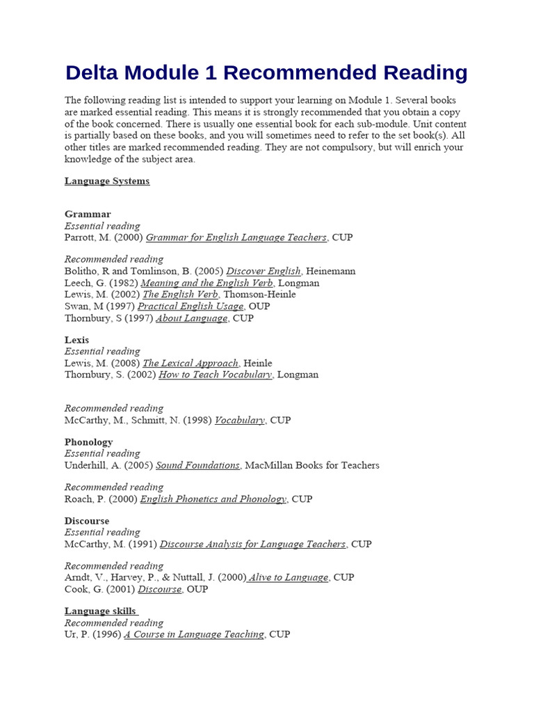 Delta Module 1 Bibliography | PDF | Language Education | Career & Growth