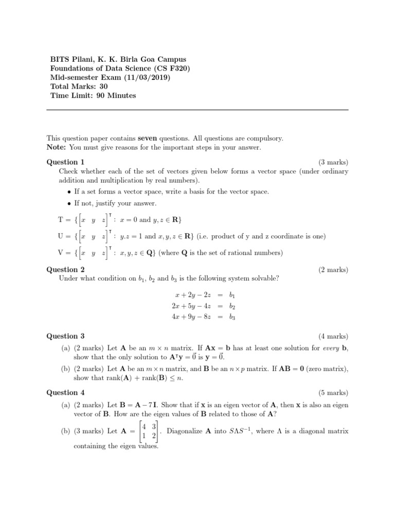 Midsem Questions | PDF