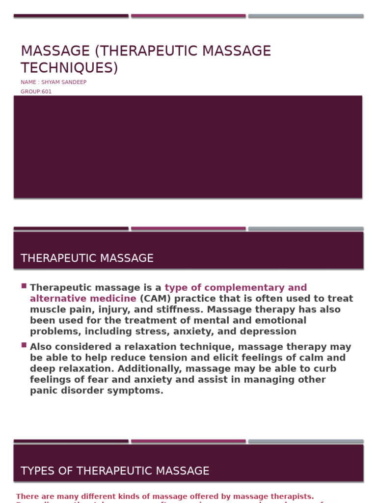 Massage Techniques | PDF | Loisir | Traitements médicaux