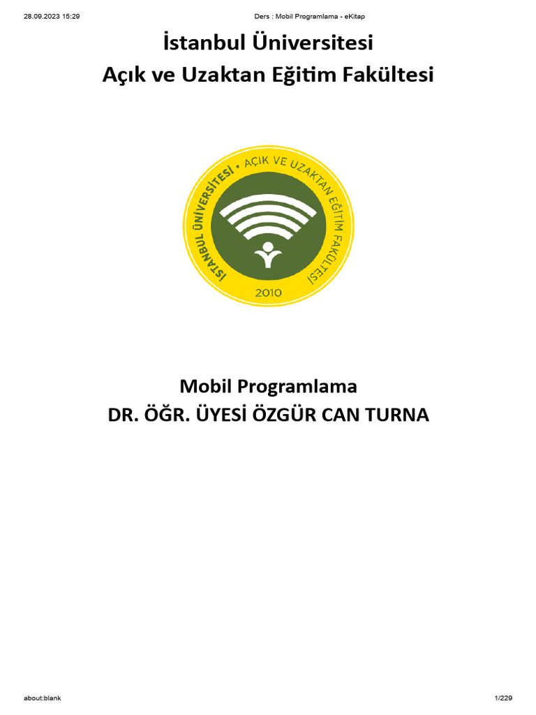 Ders - Mobil Programlama - EKitap | PDF