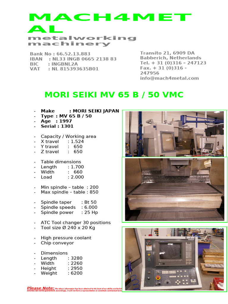 3666 Mori Seiki MV 65 B - 50 New 1997 | PDF