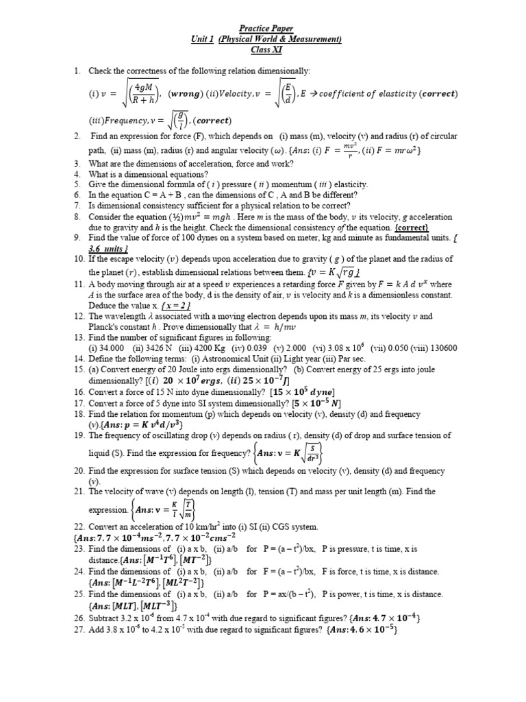 Practice Assign Systems of Units | PDF