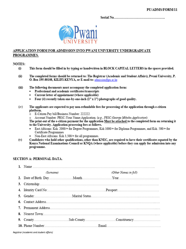 Revised Application Form - Undergraduate-2024 | PDF