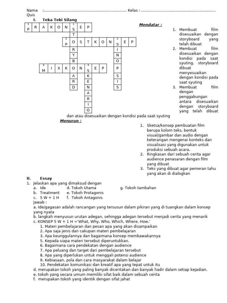 Soal Latihan Storyboard QUIS | PDF