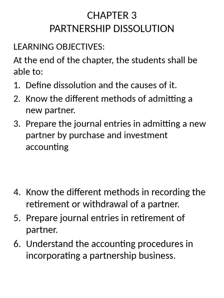 Chapter 3 Partnership Dissolution | PDF