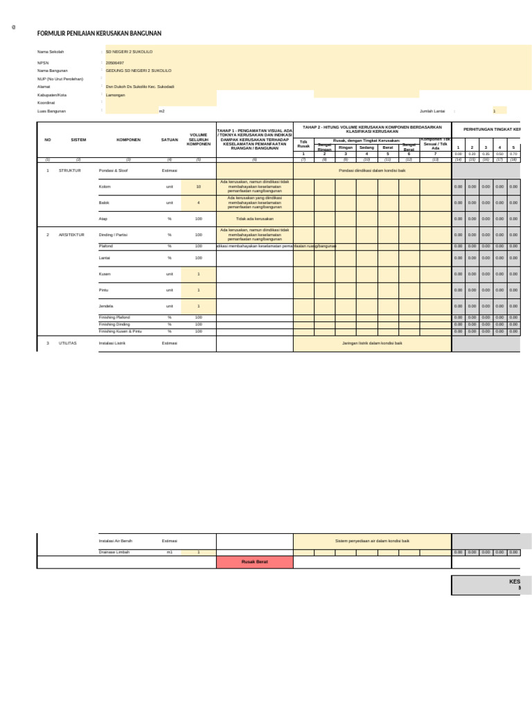 Alt.A Form-Identifikasi-Kerusakan-Sekolah - 1 LT | PDF