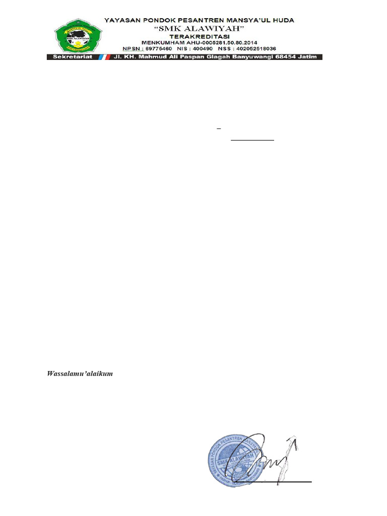 Surat Pemberitahuan Pts 2024 | PDF