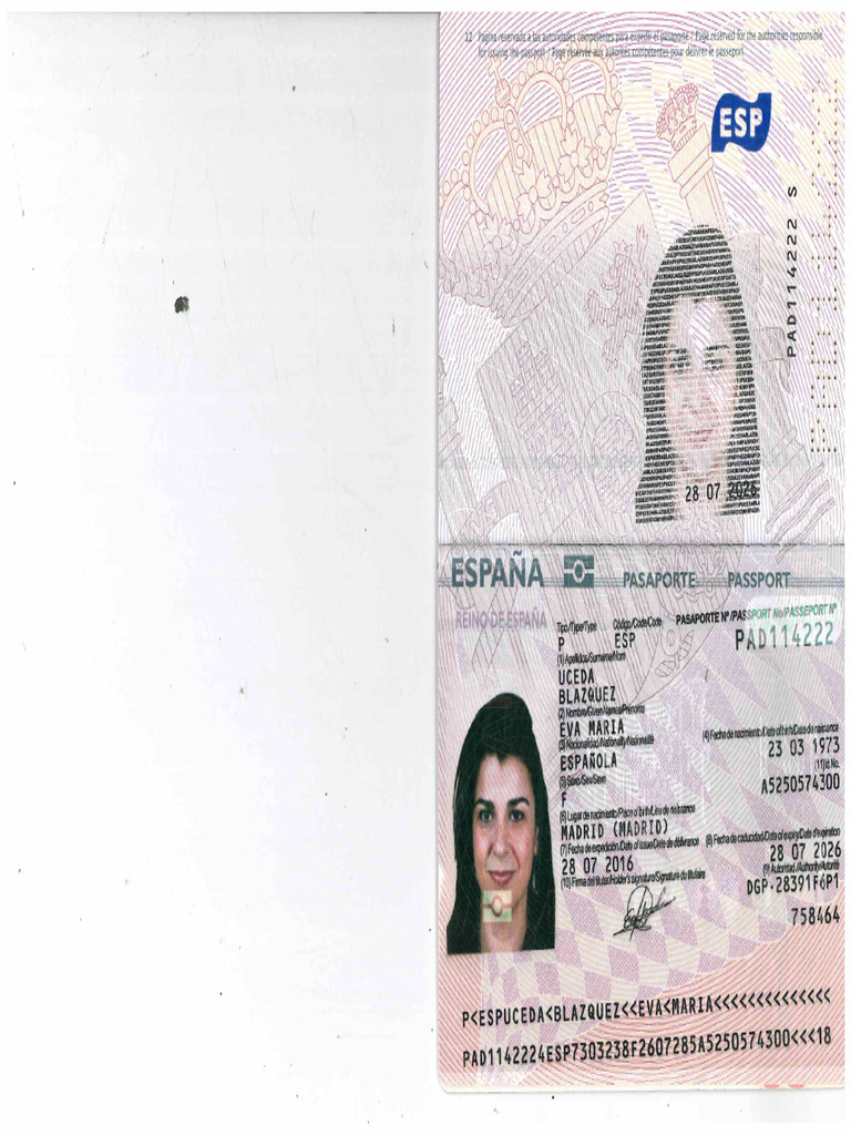 Pasaporte Eva Maria Uceda - Pad114222 | PDF