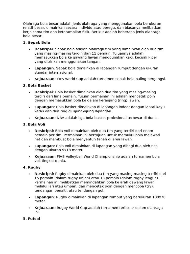 Jenis-Jenis Olahraga Bola Besar | PDF