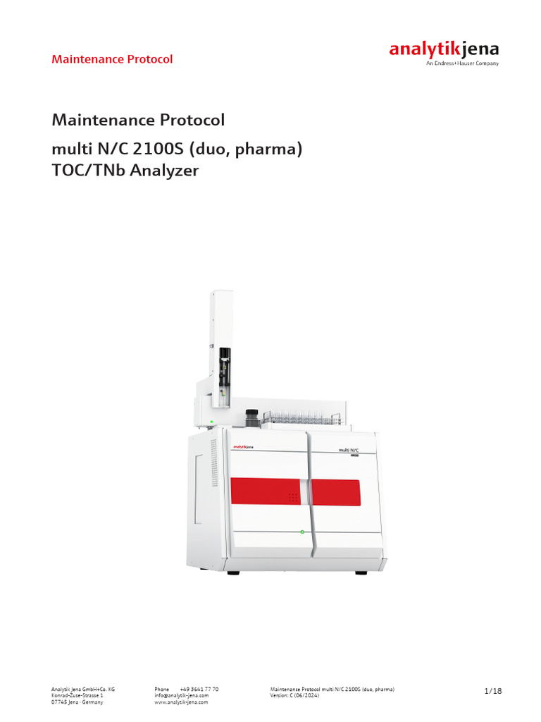 Maintenance Protocol MultiNC2100S en | PDF