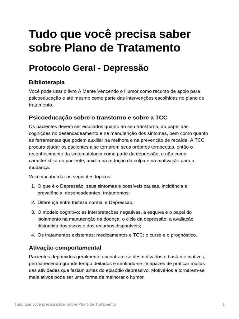 Tudo Que Voc Precisa Saber Sobre Plano de Tratamento | PDF