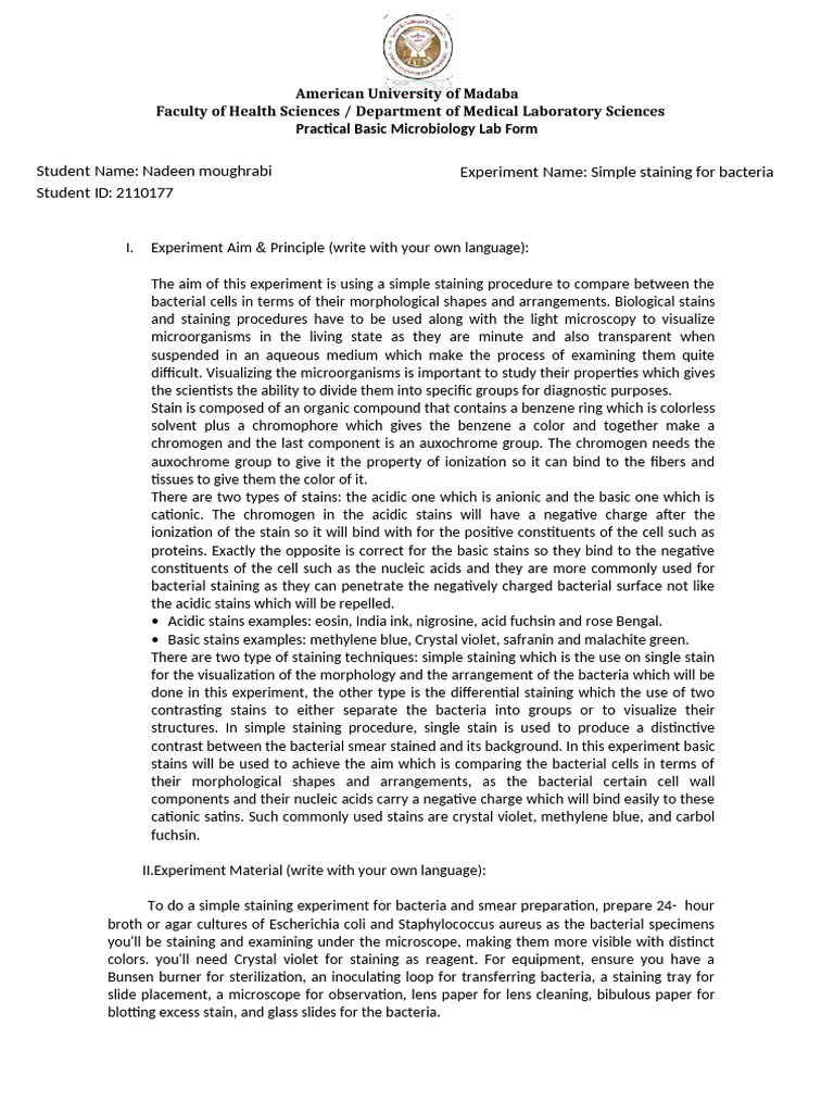 Micro Simple Staining Repoert 1 Pdf