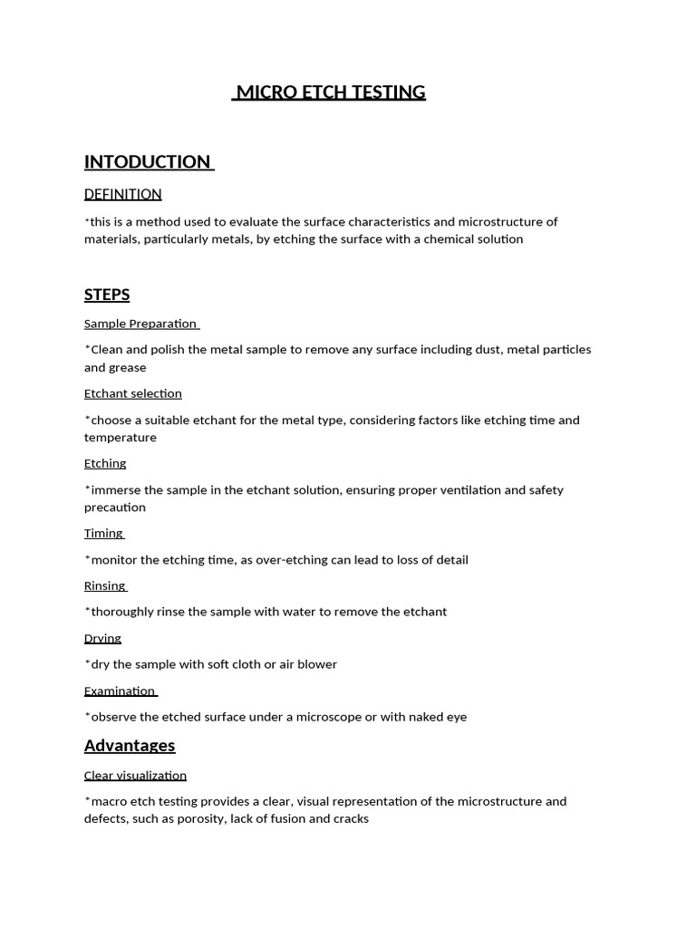 Micro Etch Testing | PDF | Welding | Technology & Engineering