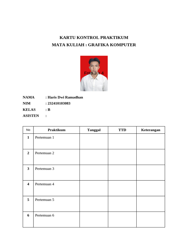 Haris Kartu Kontrol Praktikum Lab AI 2024 | PDF
