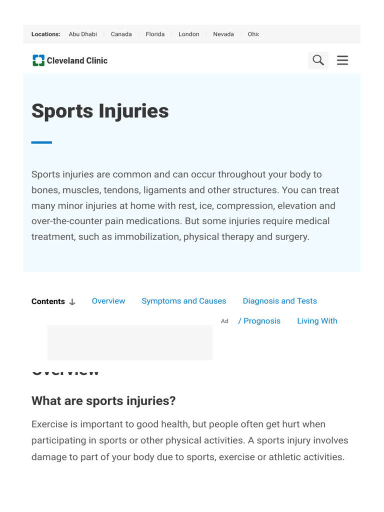Sports Injuries - Types, Treatment and Prevention | PDF
