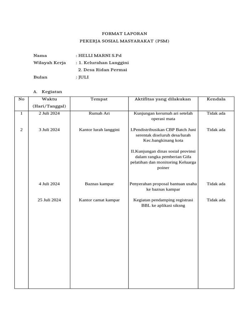 Format Laporan PSM | PDF